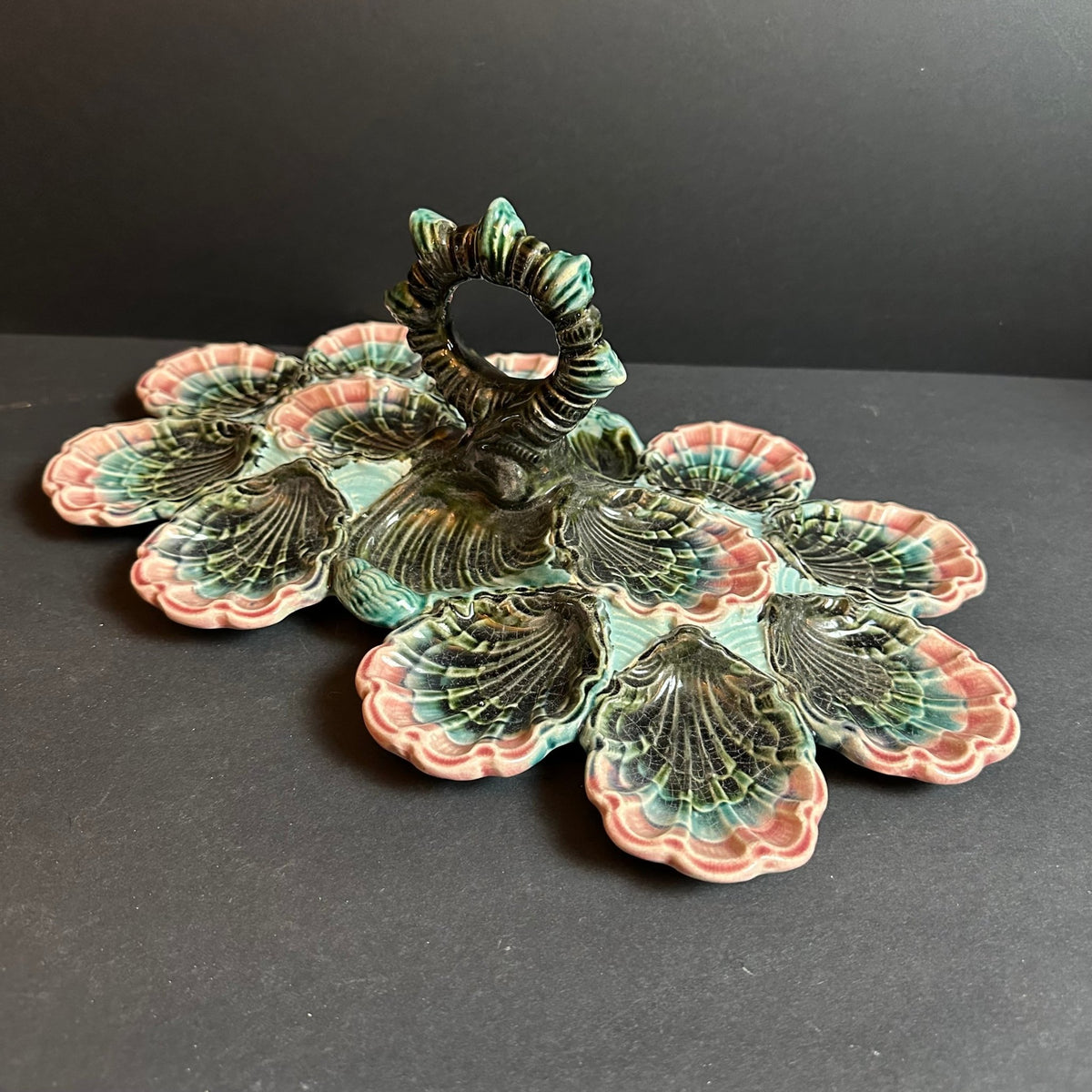 French Majolica Oyster Server | Rare Barbotine | Serves 12 | £995 ...