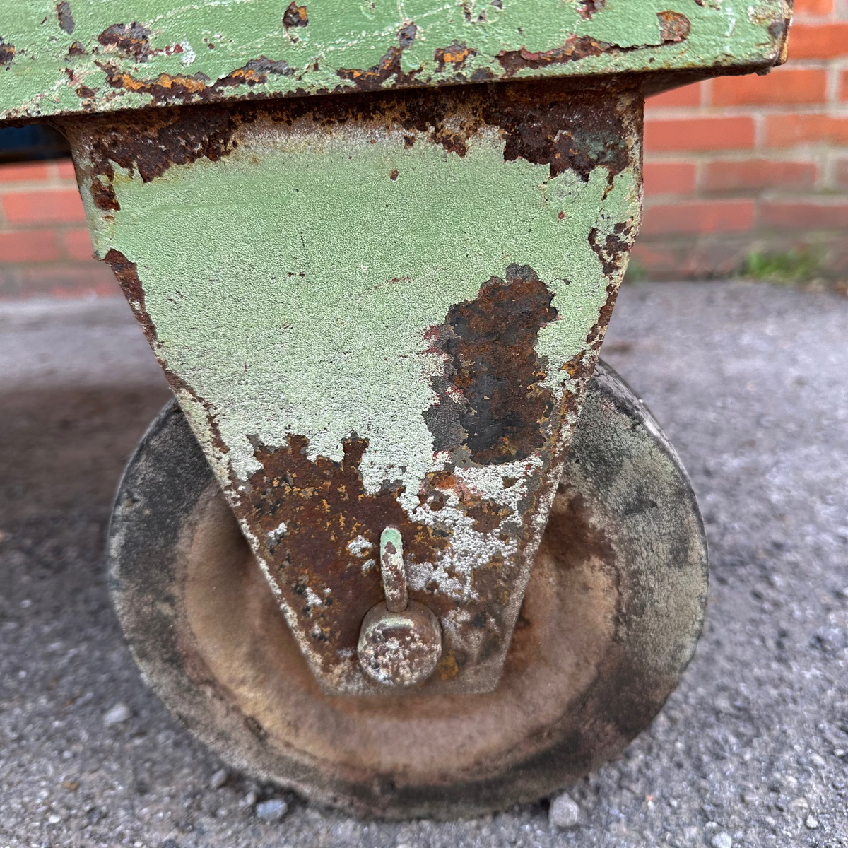 Vintage Mill Trolley Coffee Table | Industrial Chippy Paint | Wheels ...